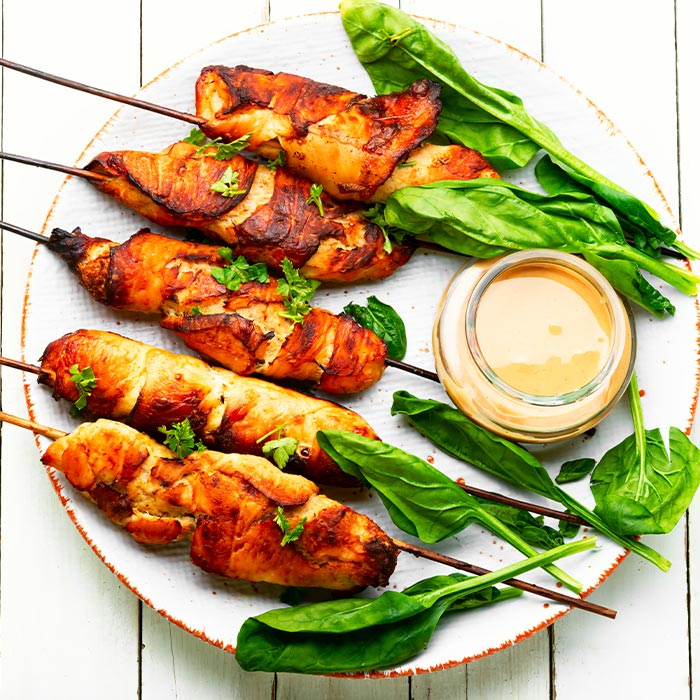 Grilled Chicken Satay with Honey Peanut Sauce - Crockett Honey Co.